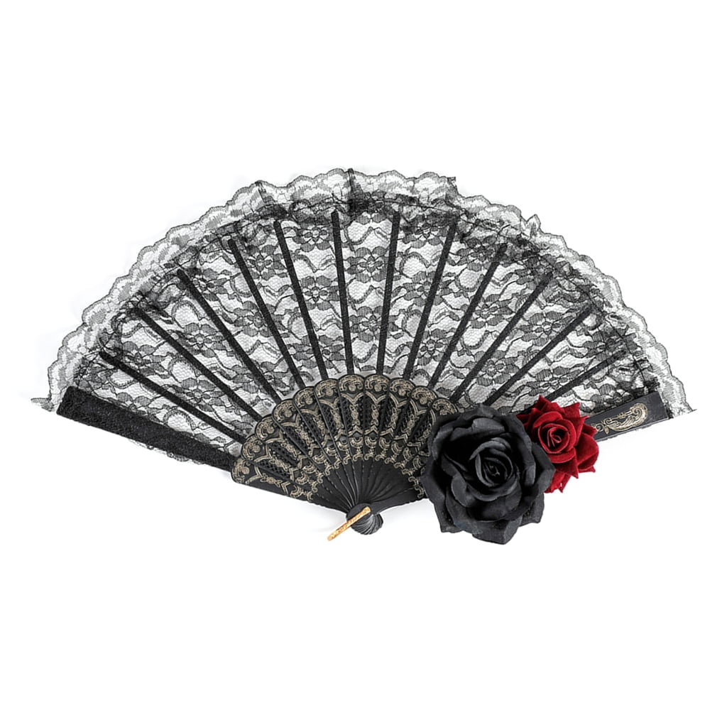 EXCIXING Embroidery Chinese Style Hand Fan Folding Lace Fabric Retro ...