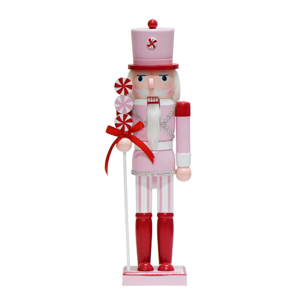 EXCIXING Fun Wood Nutcrackers Candy Theme Pink Holiday Decors Christmas ...