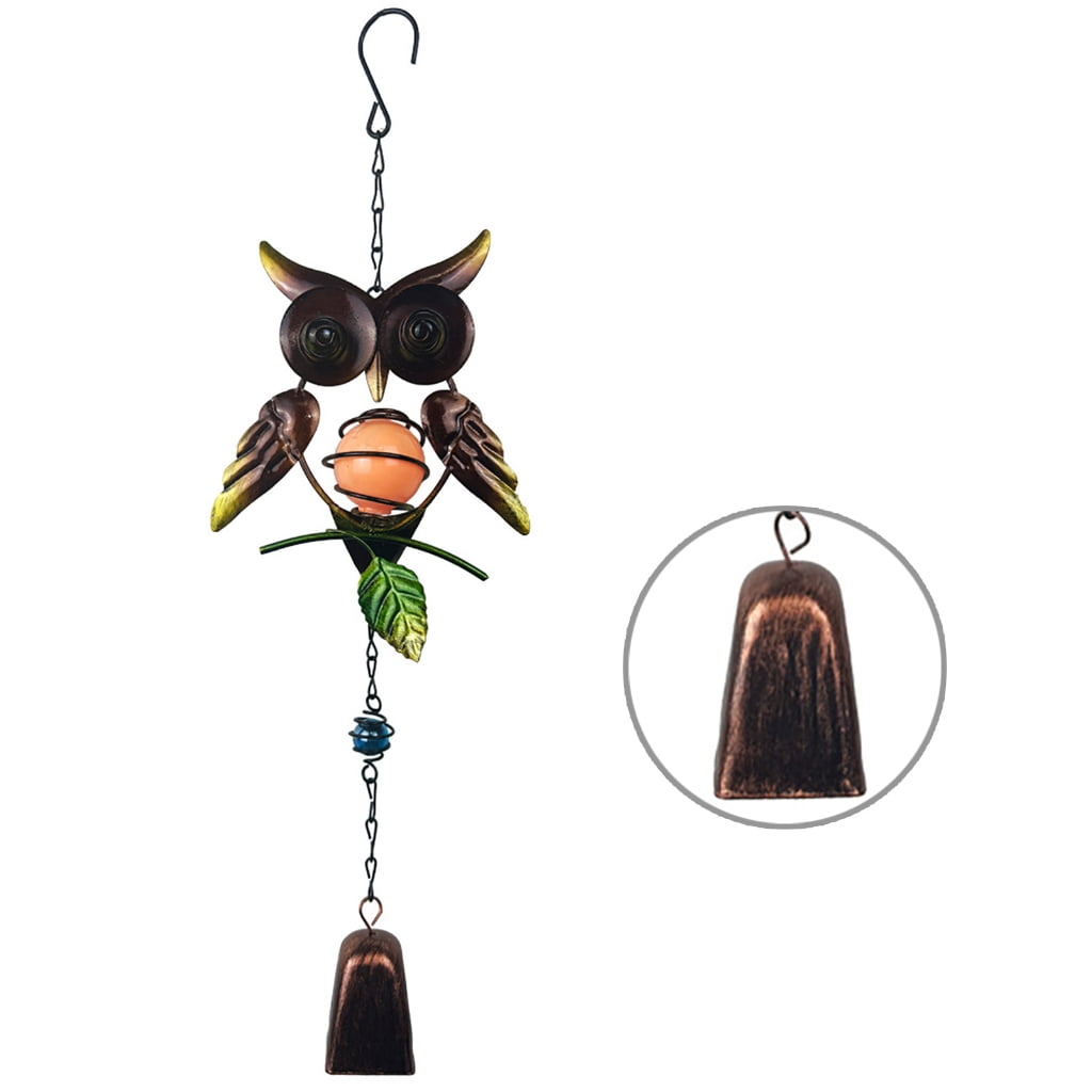 EXCIXING Owl Wind Chime Wall Art Hanging Decoration for Backyard Owl ...