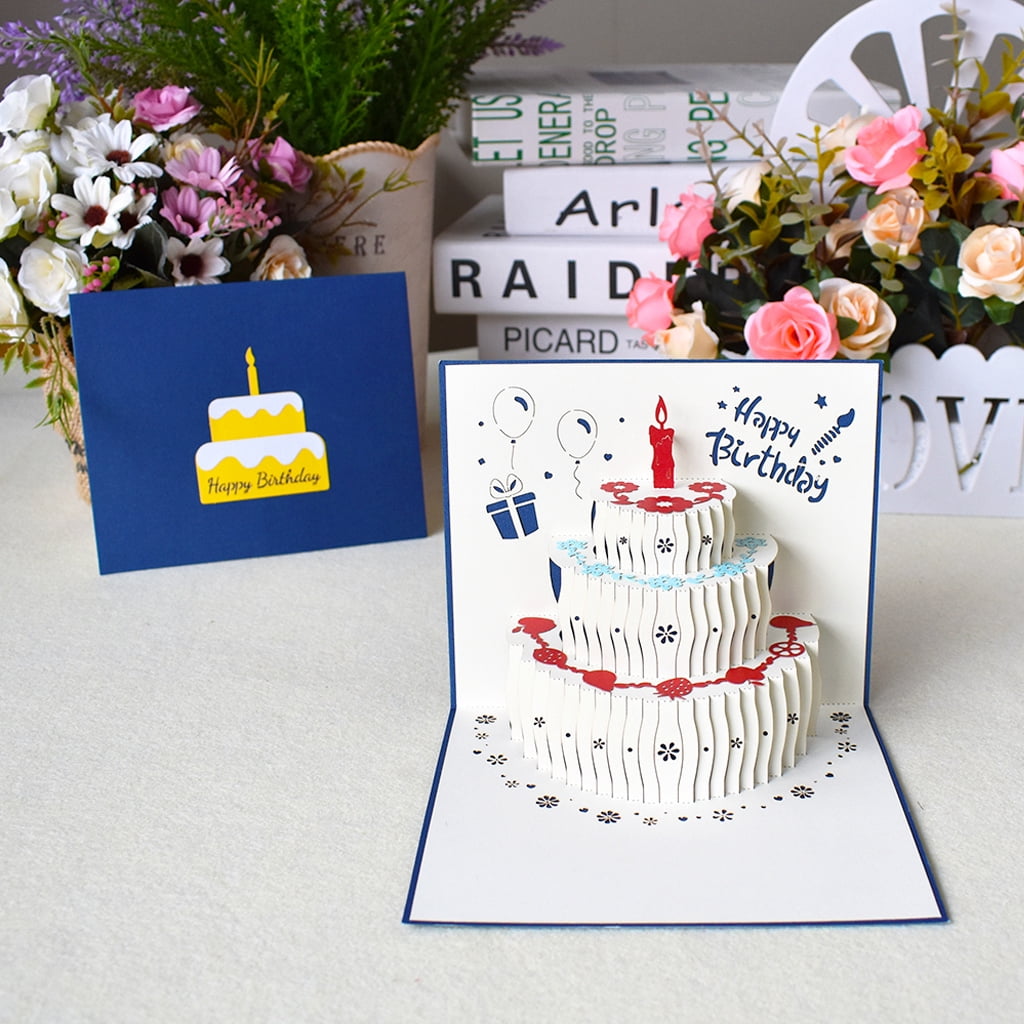 EXCIXING Paper Cake Birthday Party for Pop Up Card Handmade 3D Popup ...