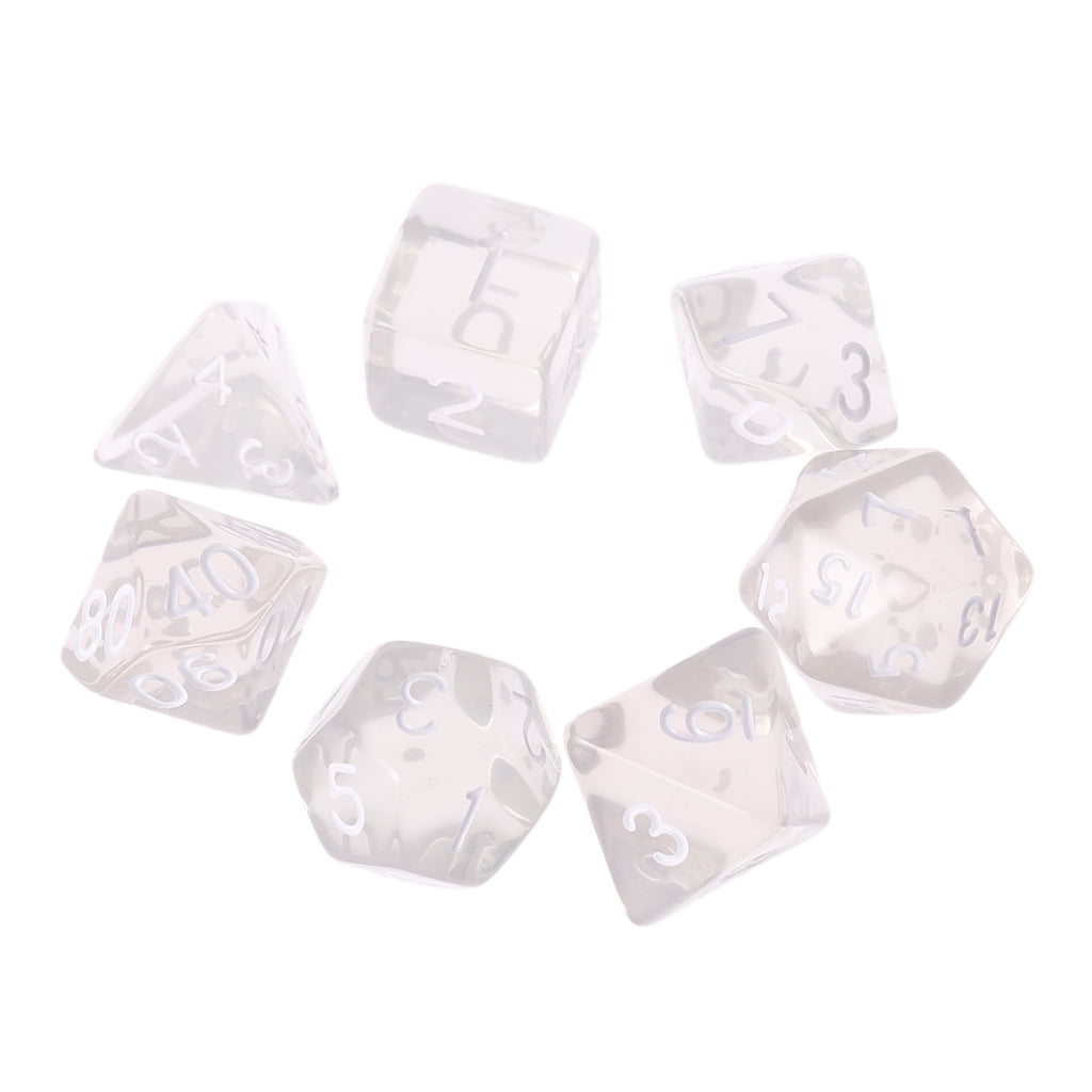 EXCIXING Set Of 7 Sided Polyhedral Dice For RPG DND D&D D4-D20 Clear ...