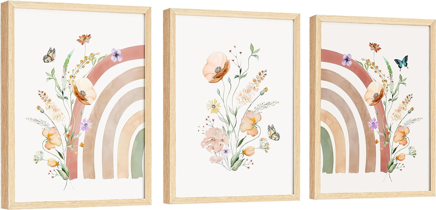 Excool Club Boho Nursery Decor Rainbow Wall Art for Girl Bedroom ...