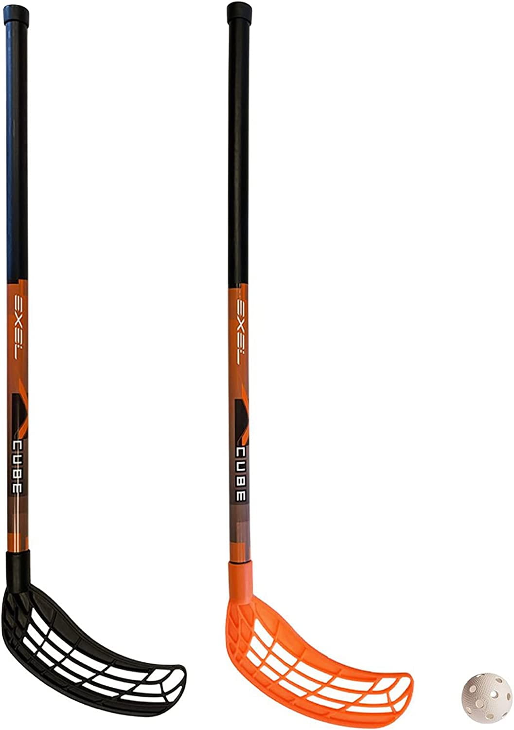 EXEL Floorball Sticks XCUBE Series - Set of 2 Ambidextrous Sticks and 1 ...