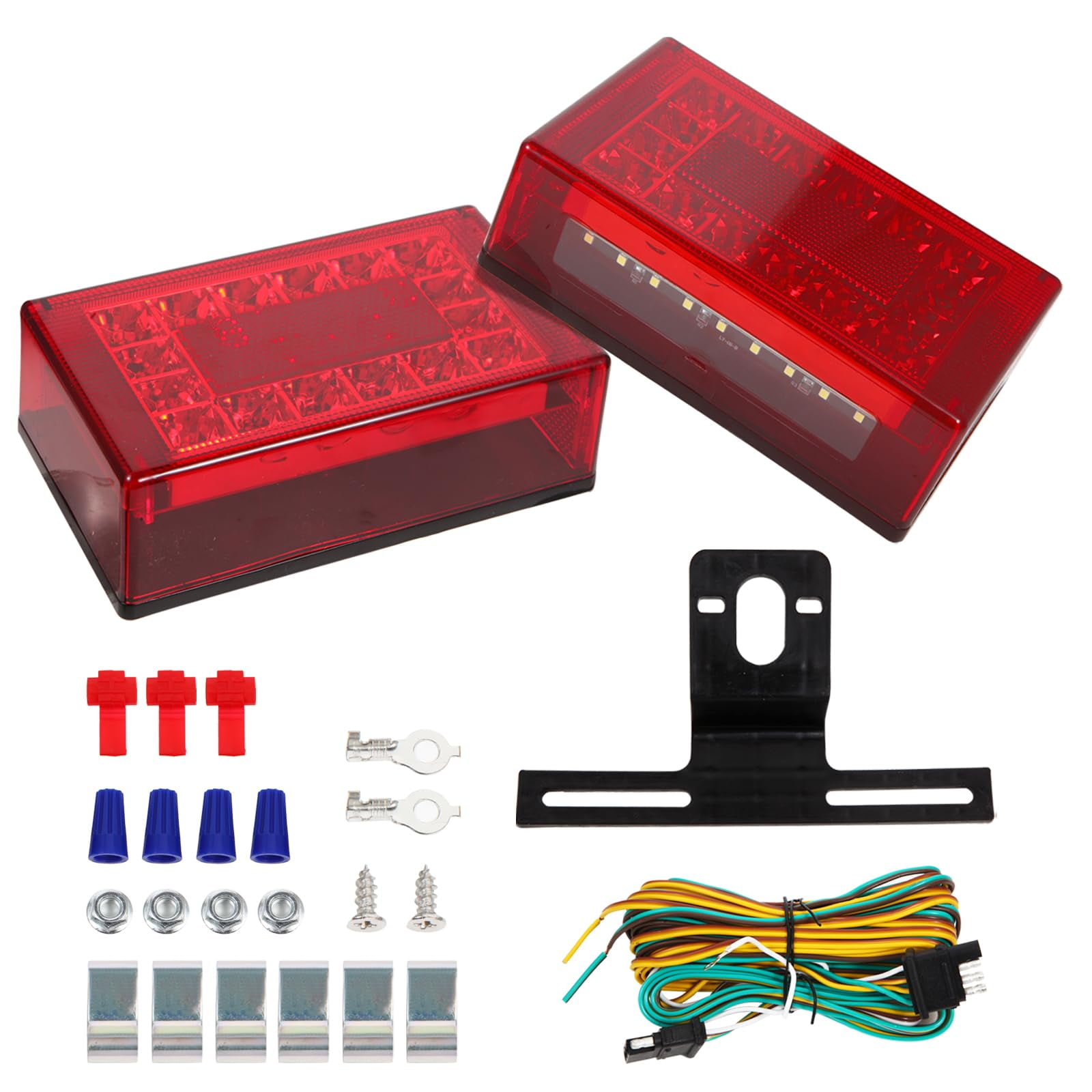 EXERAUO 6 Inch Trailer IFF17 Lights LED Kit, Submersible LED Boat Trailer Lights Rectangle Stop ...