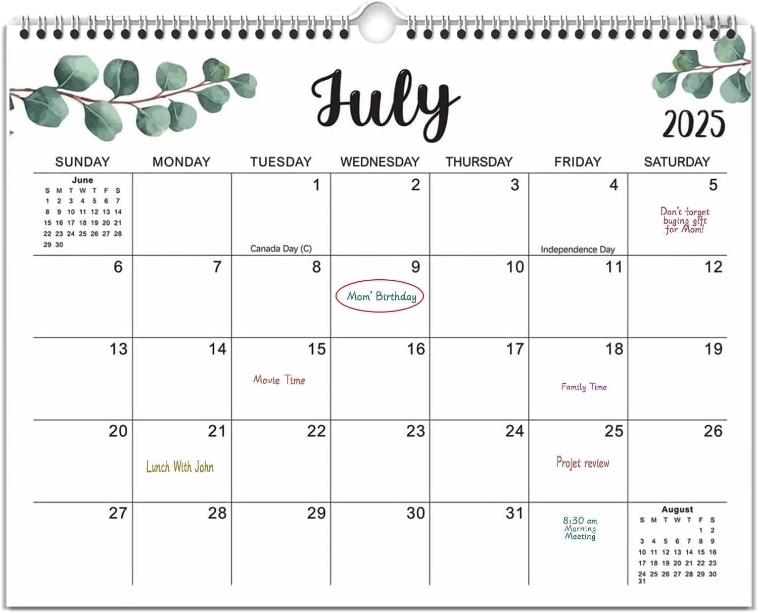 EXERAUO Wall Calendar 2025, Desk Calendar 14" x 11", Desk Calendar from ...