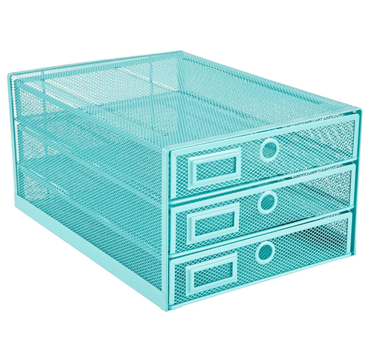 EXERZ Wire Mesh Desk Organizer 3 Drawer Sorter - Turquoise - Walmart.com