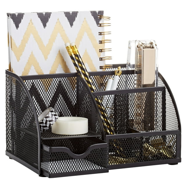 EXERZ Wire Mesh Desk Organizer - Black - Walmart.com