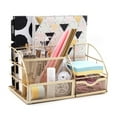 Exerz Wire Mesh Desk Organizer, Gold, 6 Compartments Plus Drawer ...