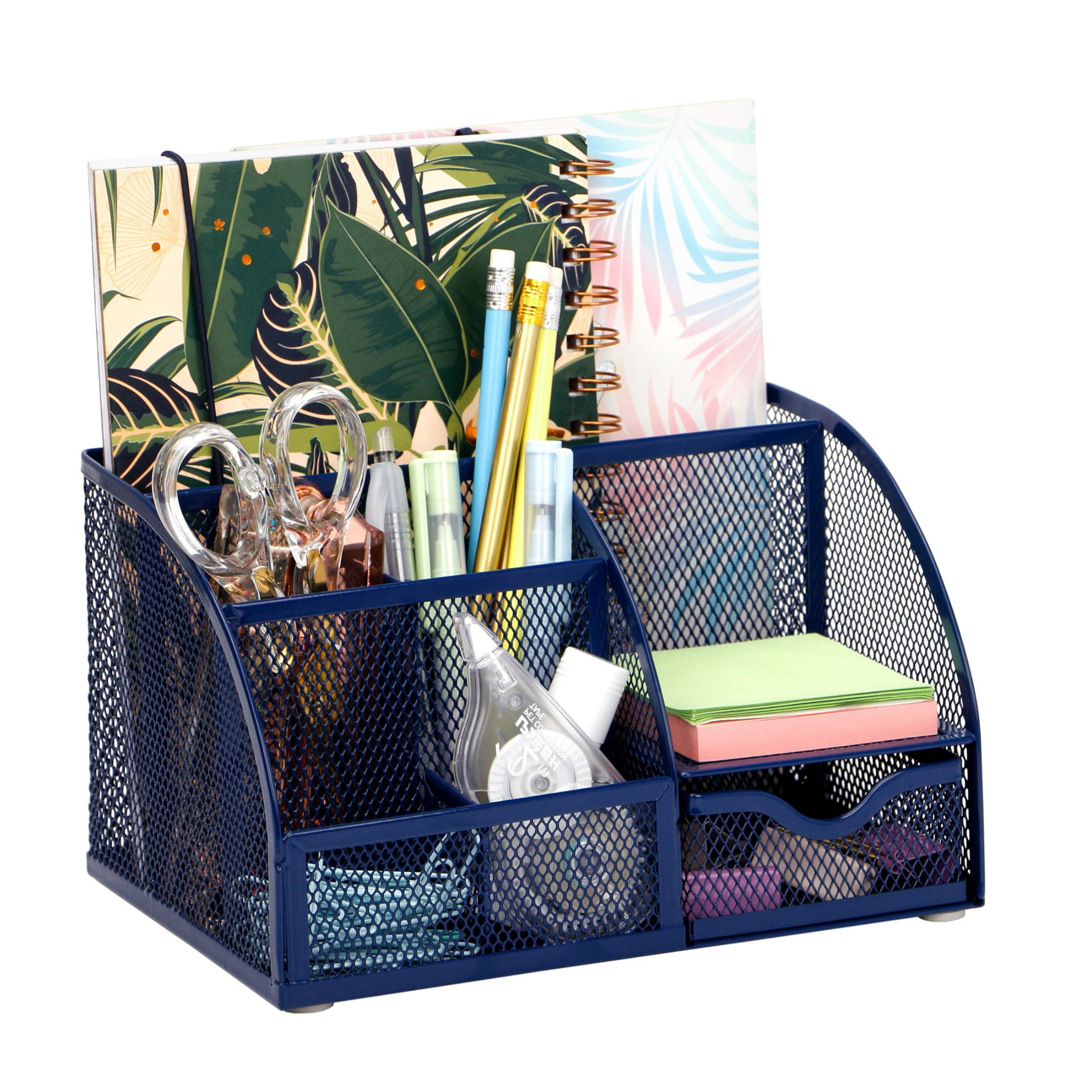 EXERZ Wire Mesh Desk Organizer - Navy Blue - Walmart.com