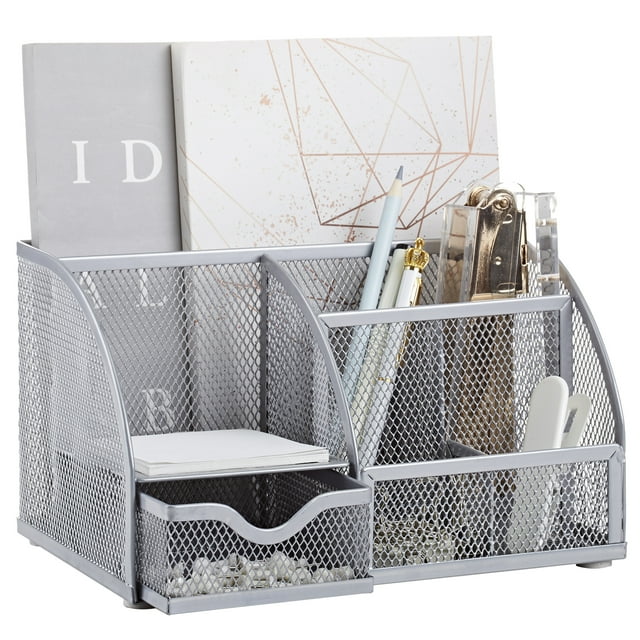 EXERZ Wire Mesh Desk Organizer - Silver - Walmart.com