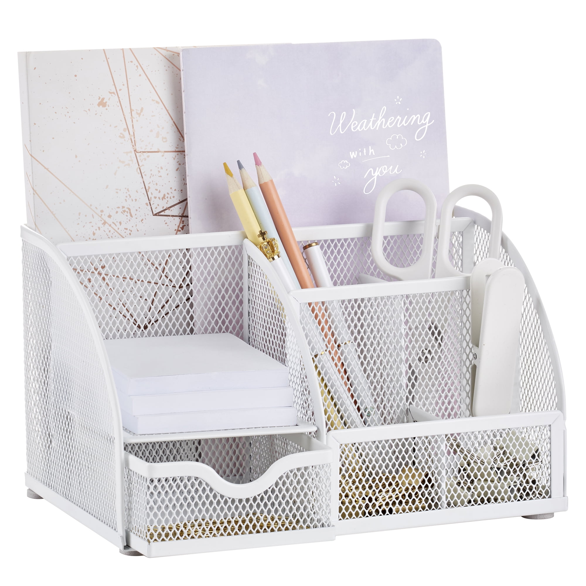 EXERZ Wire Mesh Desk Organizer - White - Walmart.com