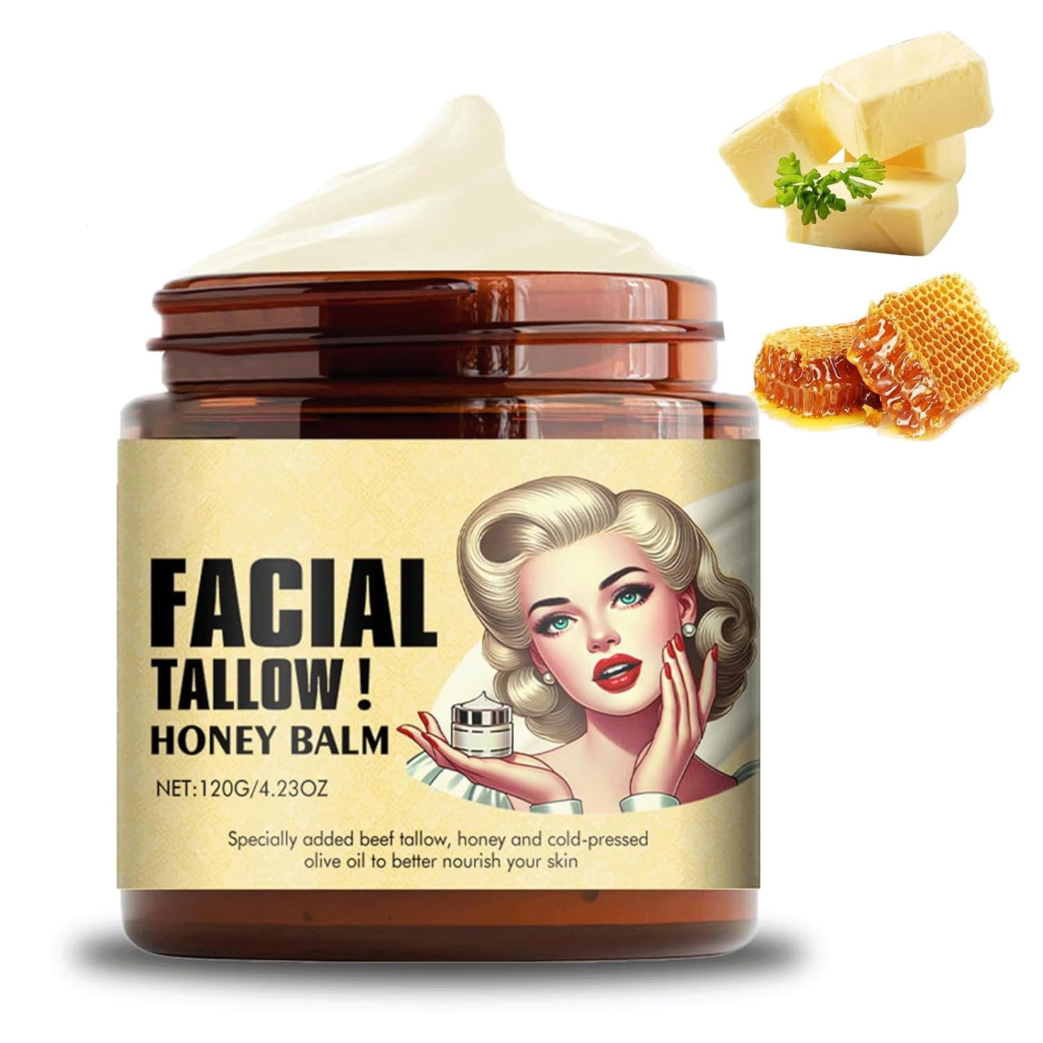 EXGYAN Whipped Beef Tallow HMF23 and Honey Balm, Beef Tallow Balm for ...