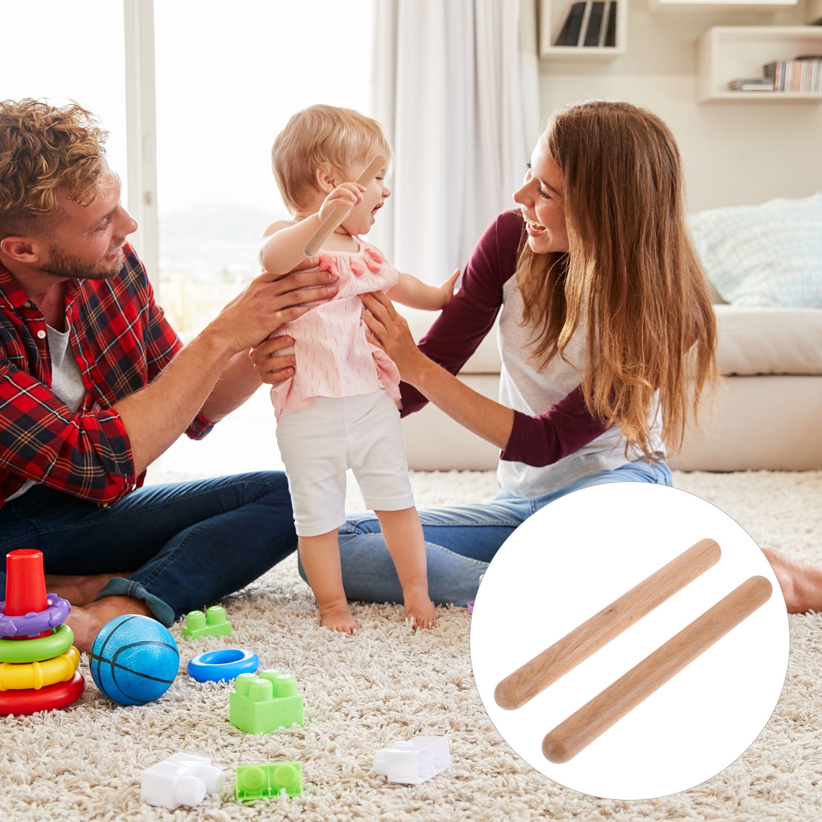 EXHUMKY 1 Set Rhythm Sticks for Children in Hardwood 8Inch Long 0.8Inch ...