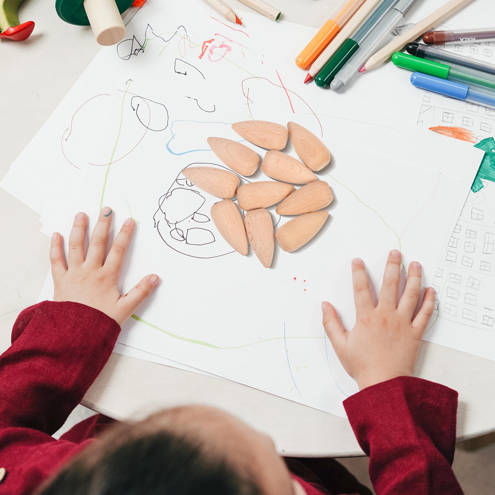 EXHUMKY 10Pcs Diy Hand-Painted Wooden Peg Dolls For Home Decor And ...