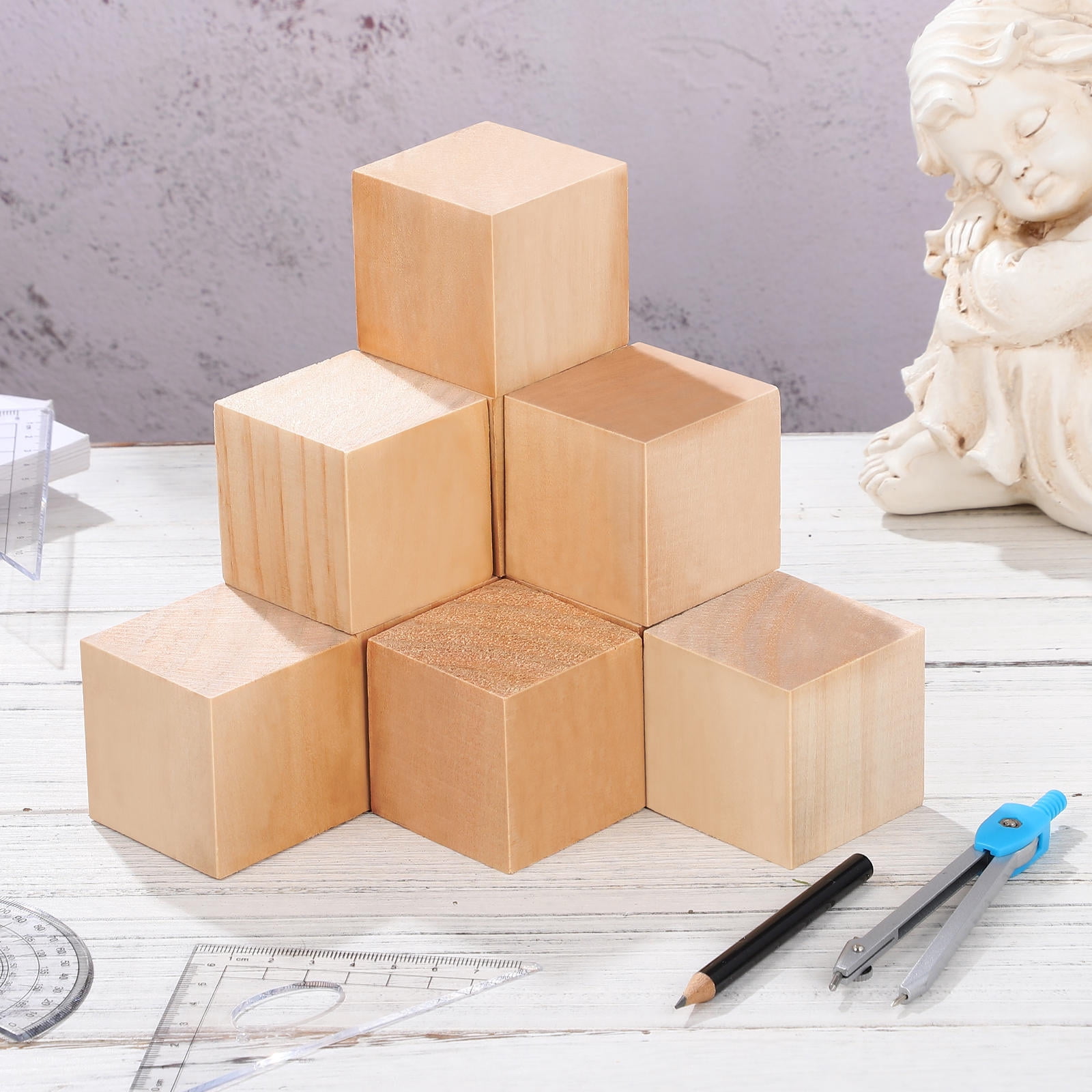 EXHUMKY 10Pcs Square Wood Craft Cube for Diy Projects and Parent-Child ...