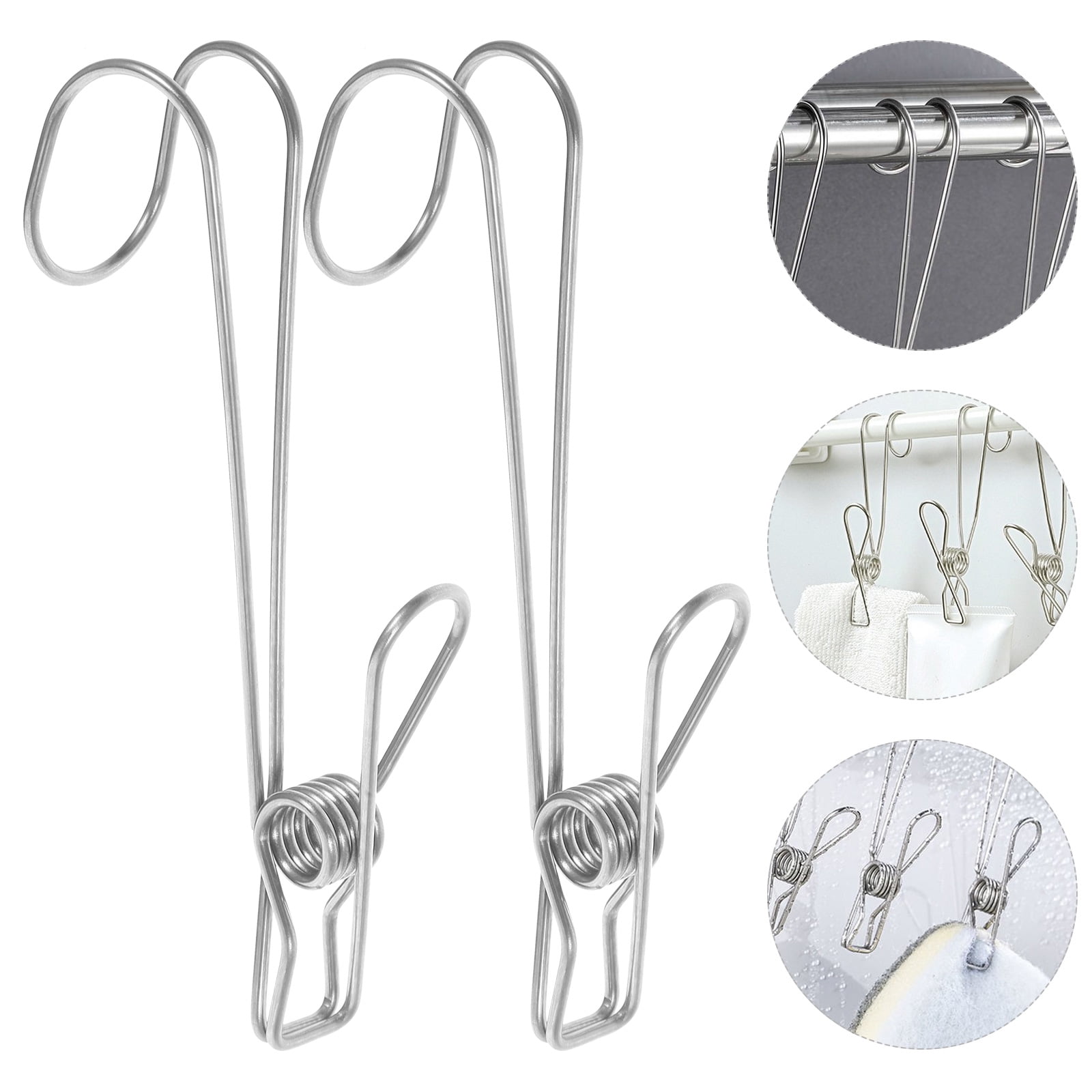 EXHUMKY 12Pcs Clip Rectangular Stainless Steel for Laundry Socks Clips ...