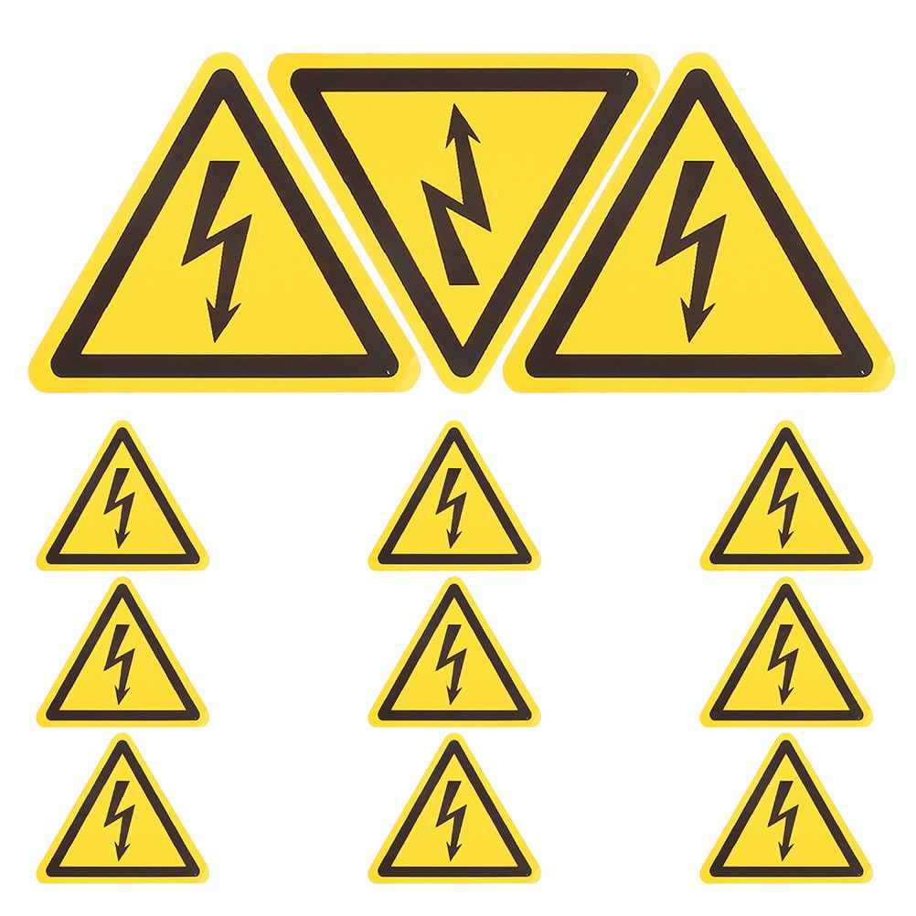 EXHUMKY 12Pcs Electrical Warning Stickers Yellow Adhesive Safety Labels ...