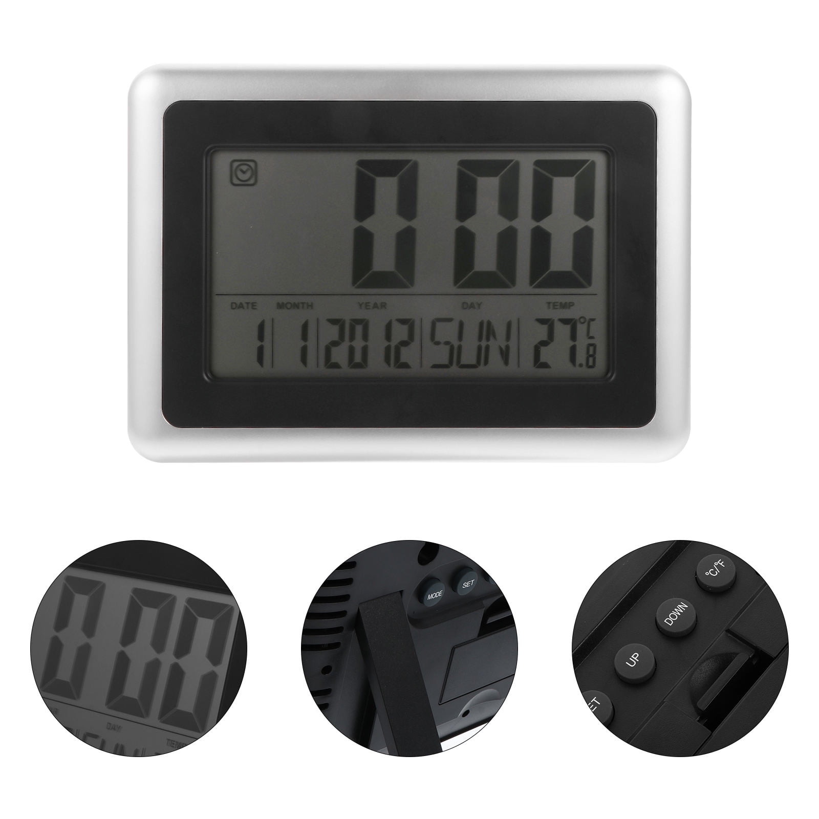 EXHUMKY 1Pack Electric Digital Alarm Clock Black LCD Clock for General ...