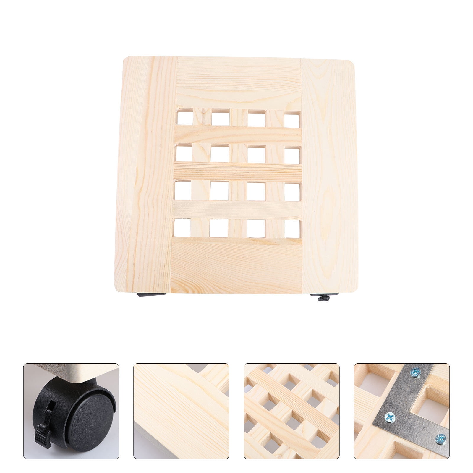 EXHUMKY 1Pack Natural Wood Flower Pot Mover with Universal Wheels for ...