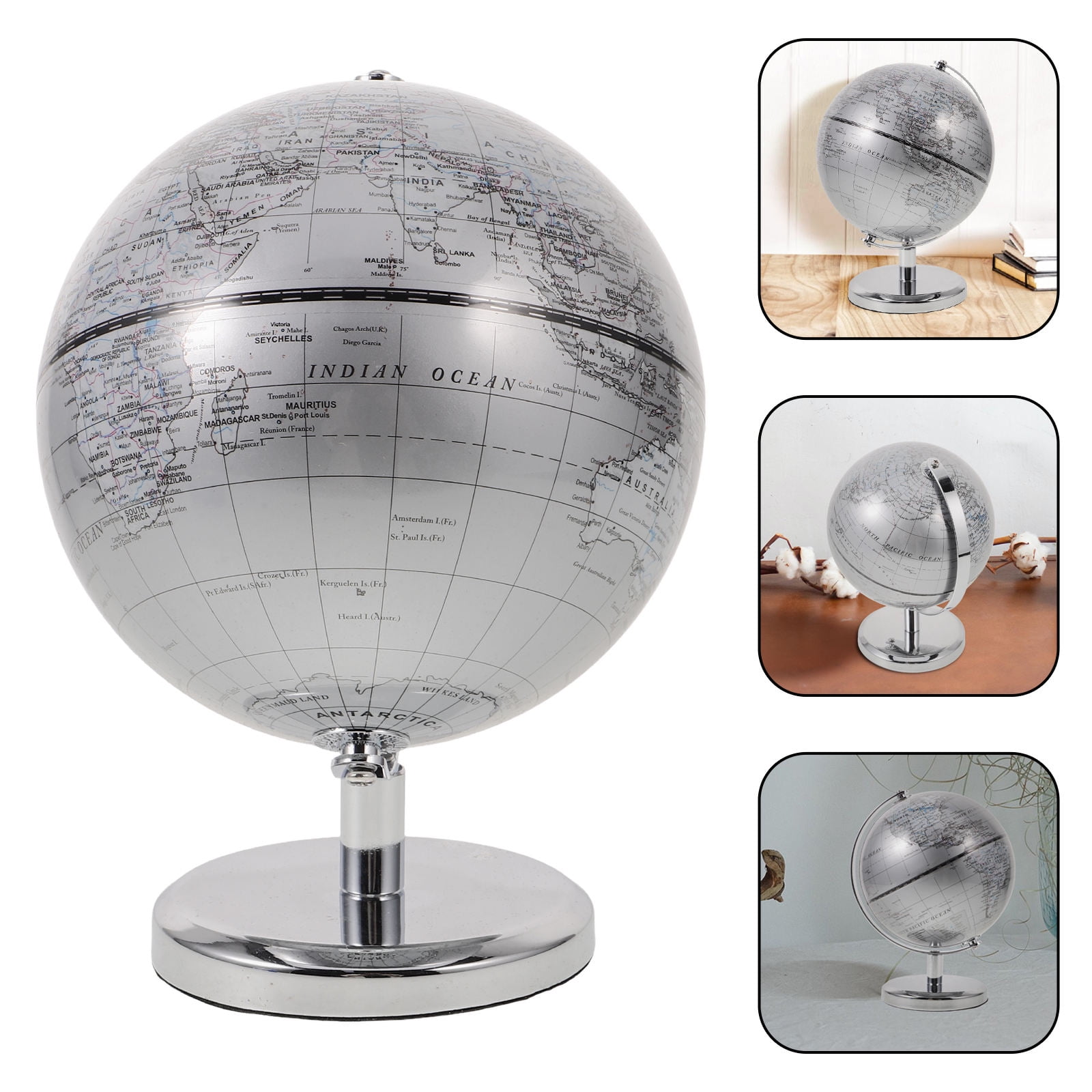 EXHUMKY 1Pack Plastic Desktop Globe with Axis Rotation for Geography ...