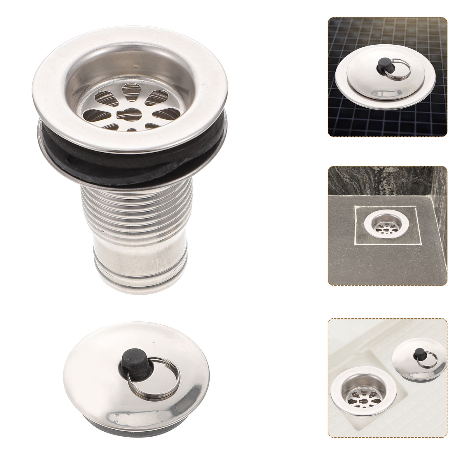 EXHUMKY Stainless Steel Bathroom Sink Drain Stopper Plug, Round, Wear ...