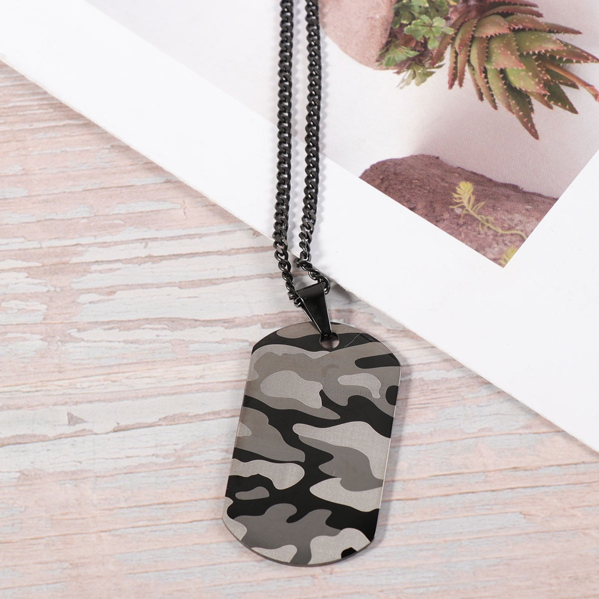 EXHUMKY 1Pack Tag Necklace Rectangle Engraving Stainless Steel Army Dog ...
