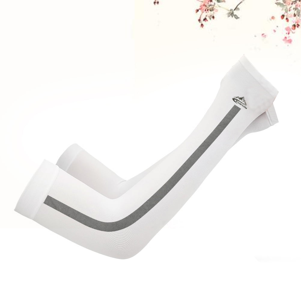 EXHUMKY 1 Pair White Arm Cover Sleeves Breathable Elastic Cooling ...