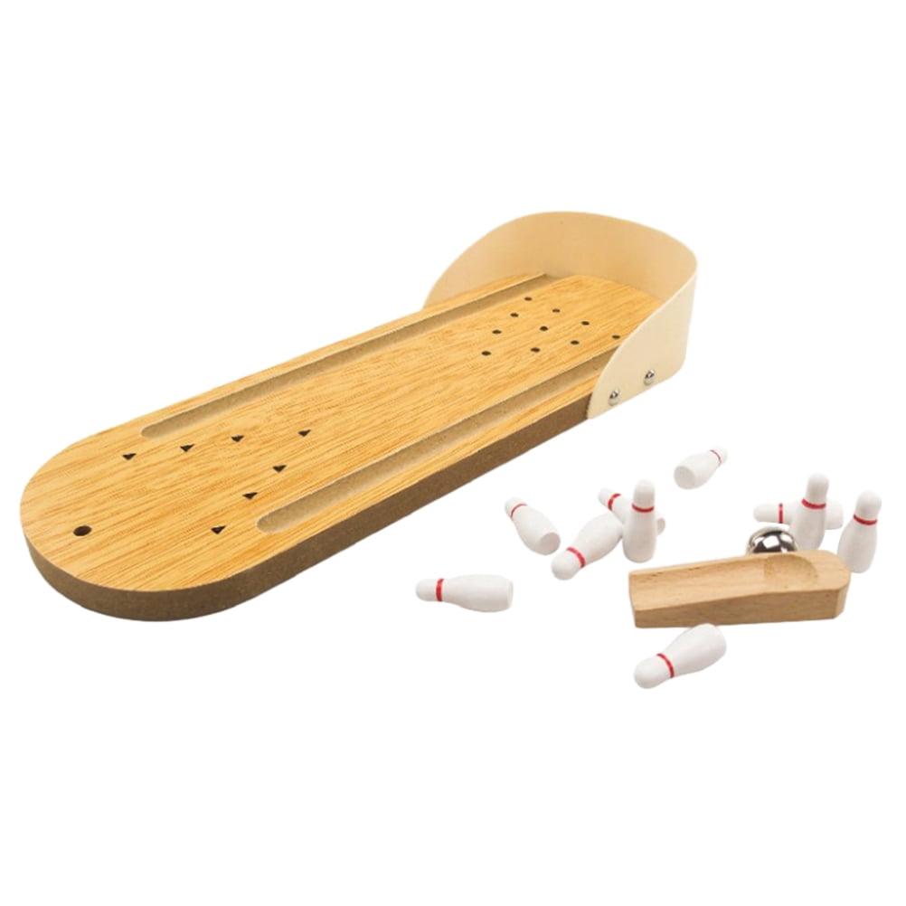 EXHUMKY 1Pcs Mini Bowling Game Set Wooden Tabletop Toys for Children ...