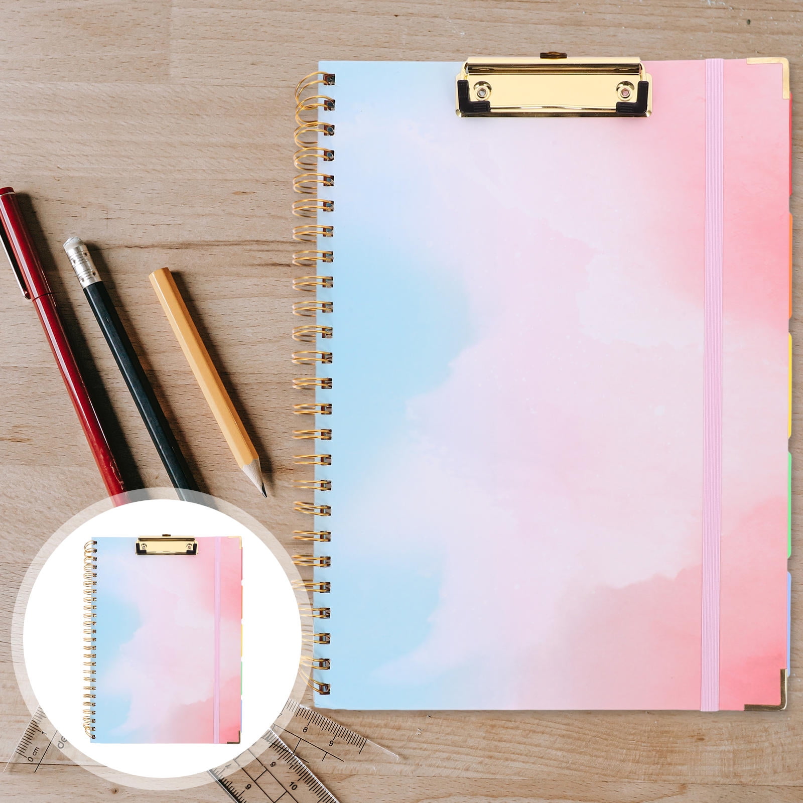 EXHUMKY 1Pcs Multi Spiral Design File Folder Clipboard with Iron Paper ...