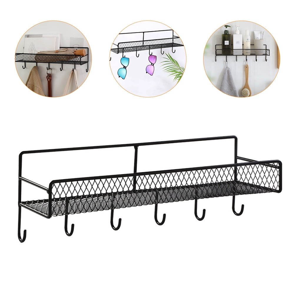 EXHUMKY 1Set Kitchen Wall Mounted Storage Shelf Wrought Iron ...