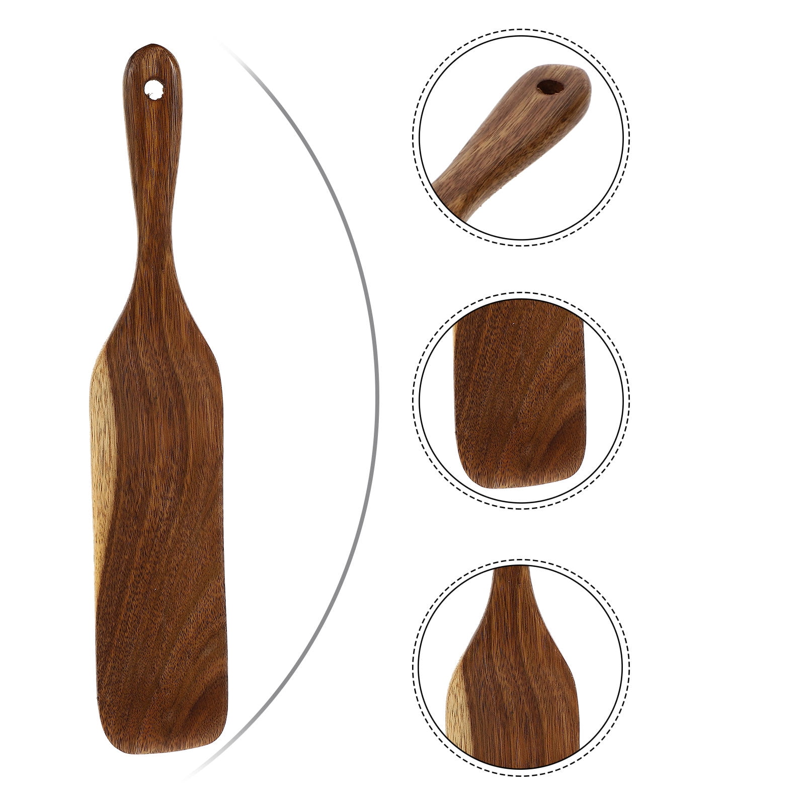 EXHUMKY Spatula for Wok Wooden Wok Spatula Food Grade Wood 1Pcs Simple ...