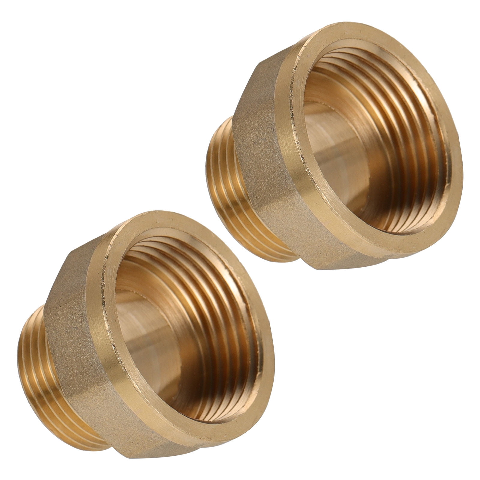EXHUMKY 2Pack Brass Adapter Golden Copper Connectors Threaded Pipe ...