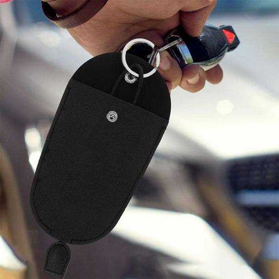 EXHUMKY 2Pcs Compact Black Car Key Bag Soft Fake Stylish Key Holder for ...
