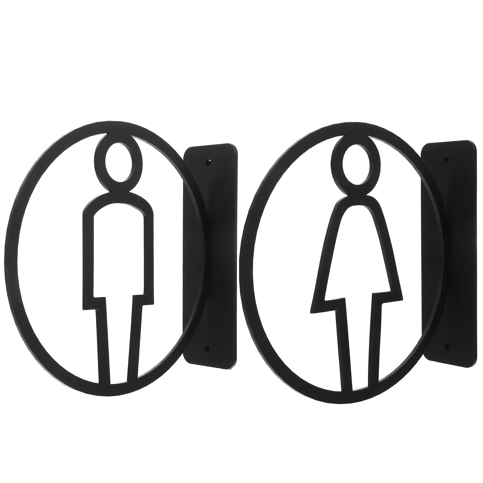EXHUMKY 2Pcs Black Acrylic Restroom Signs Double Sided Toilet Door ...