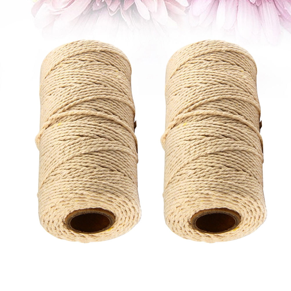 EXHUMKY 2Pcs Gift Wrapping String Woven Cotton String Beige Wrapping ...