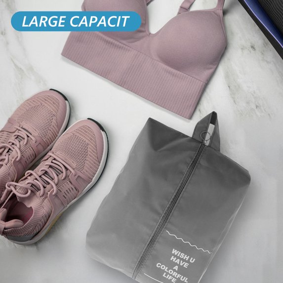 EXHUMKY Portable Grey Polyester Travel Shoe Bags Multifunctional ...