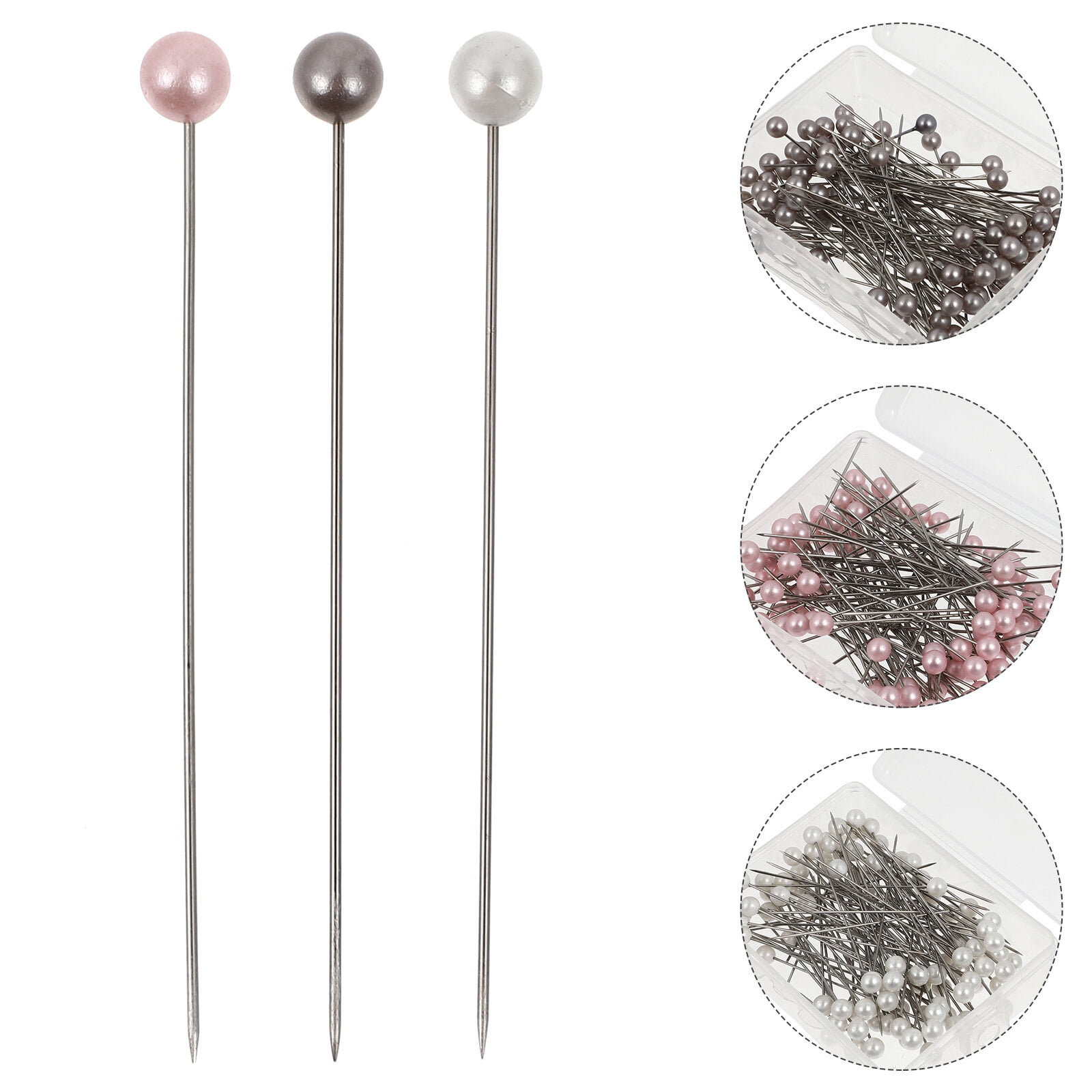 EXHUMKY 300 Pcs 3 Boxes Sewing Pins Stainless Steel Plastic for ...