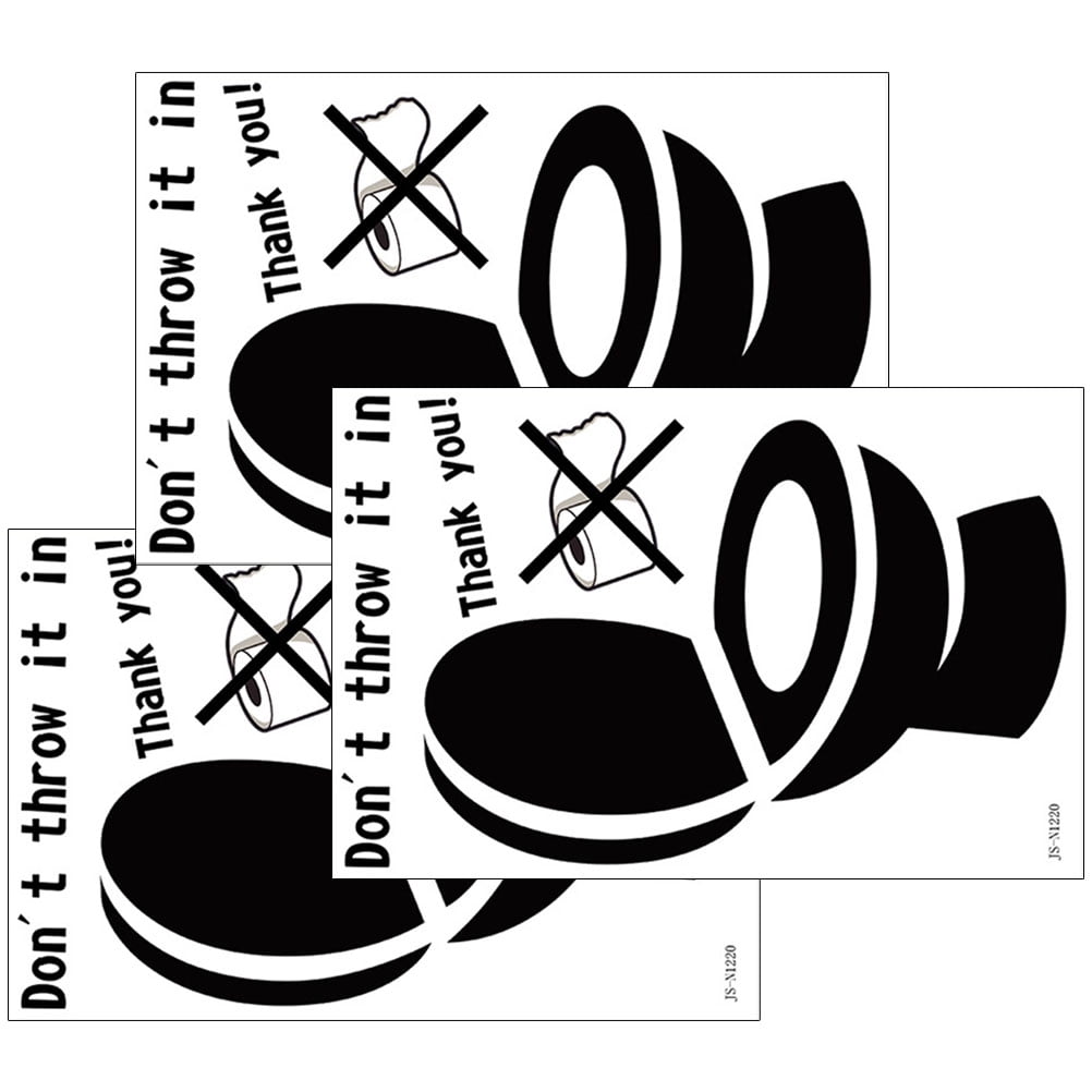 EXHUMKY 3Pcs 11.79x7.86in Toilet Bowl Decal Black PVC 3D Effect Wall ...