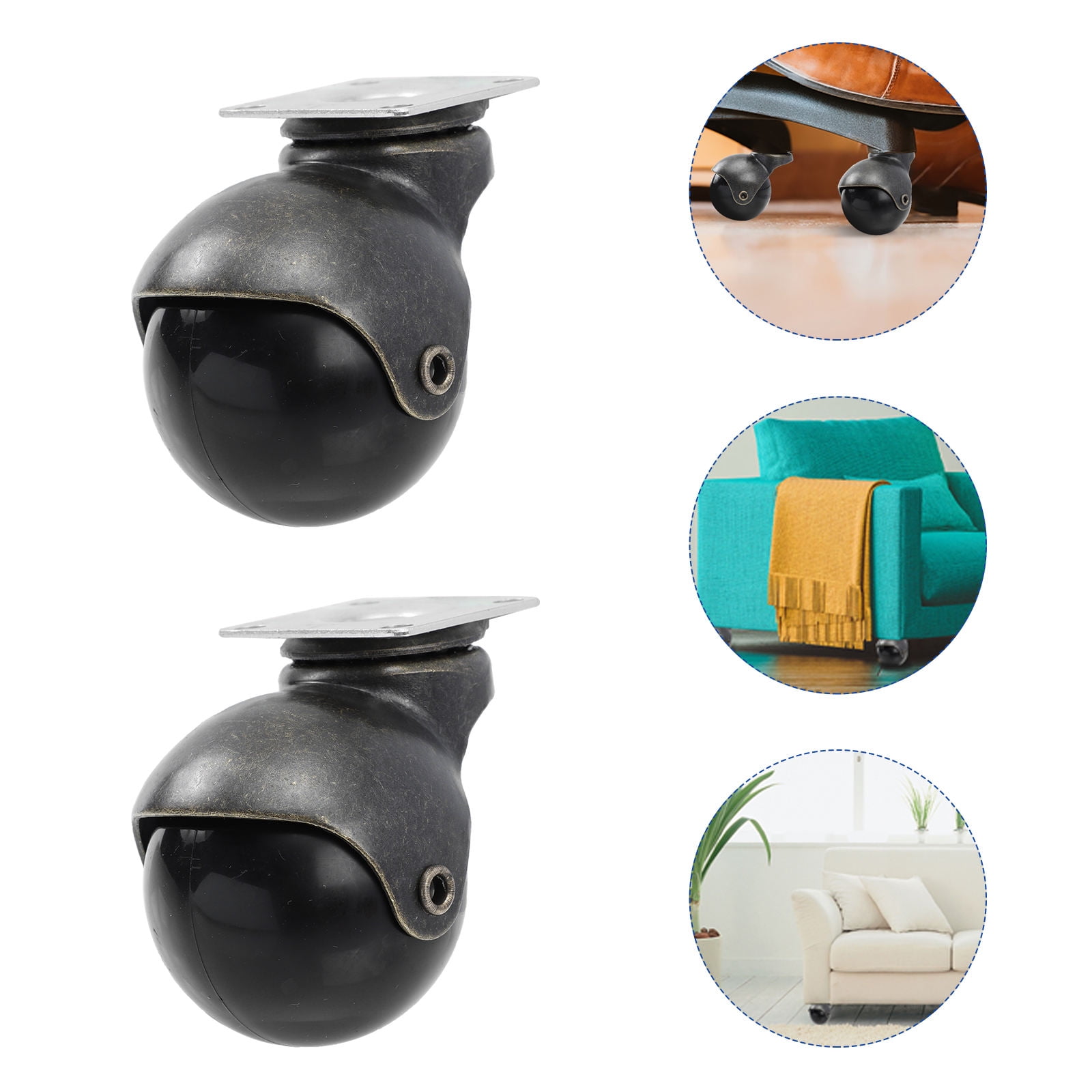 EXHUMKY 4Pcs Assorted Color Round Iron Furniture Universal Caster Wheel ...