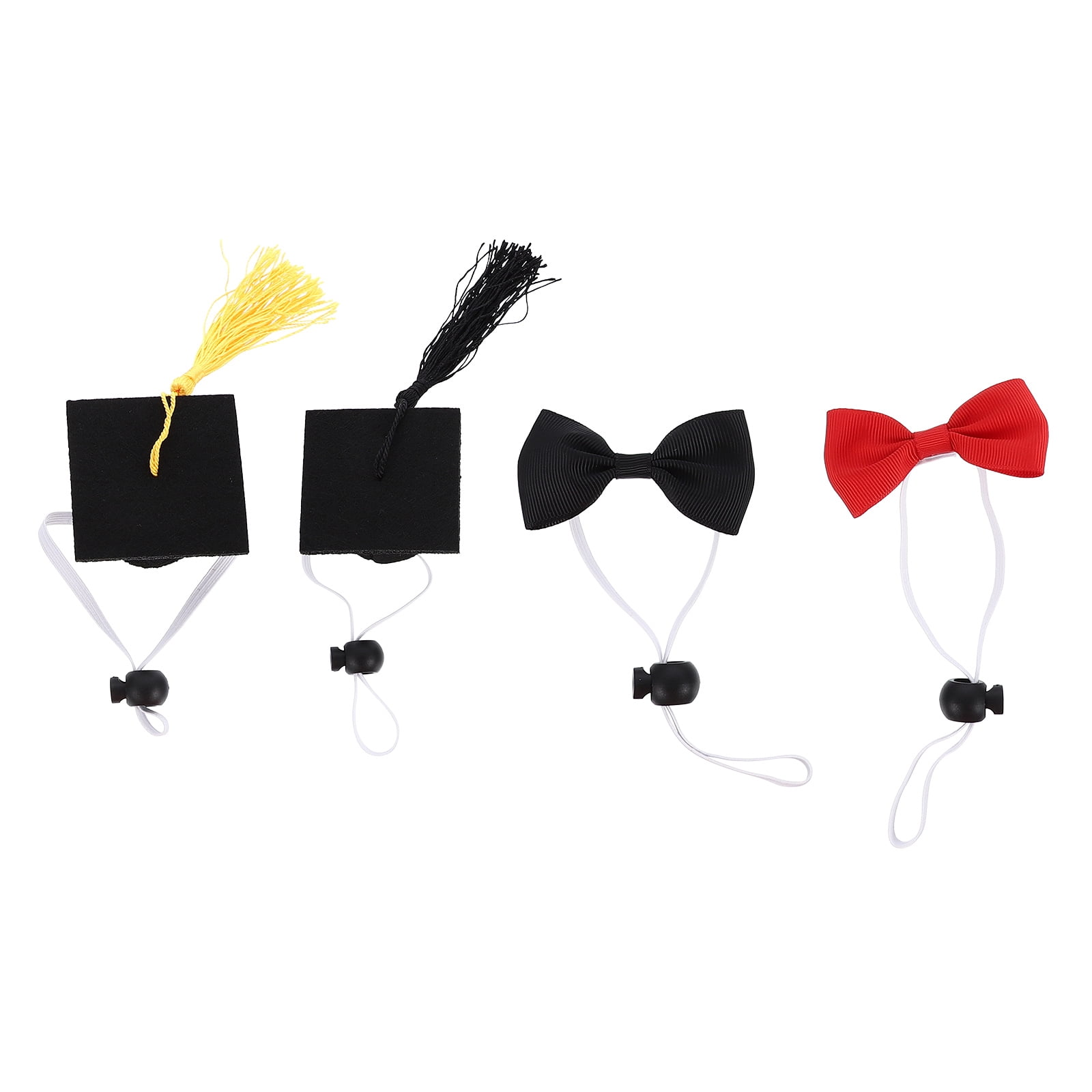 EXHUMKY 4Pcs Graduation Cap for Small Dogs in Black Cloth Academic Cap ...