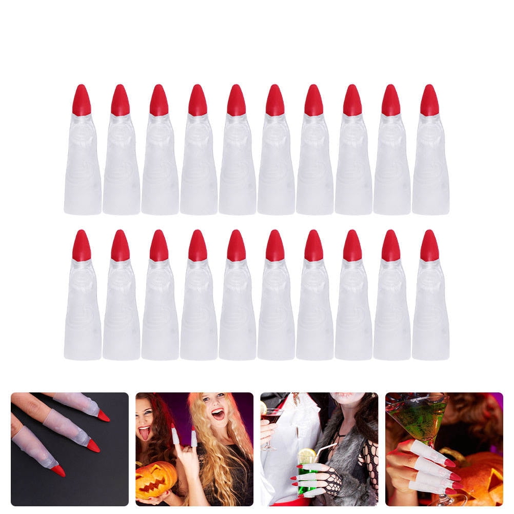 EXHUMKY 50PCS Witch Fake Nail Finger Covers Plastic White Scary Props ...