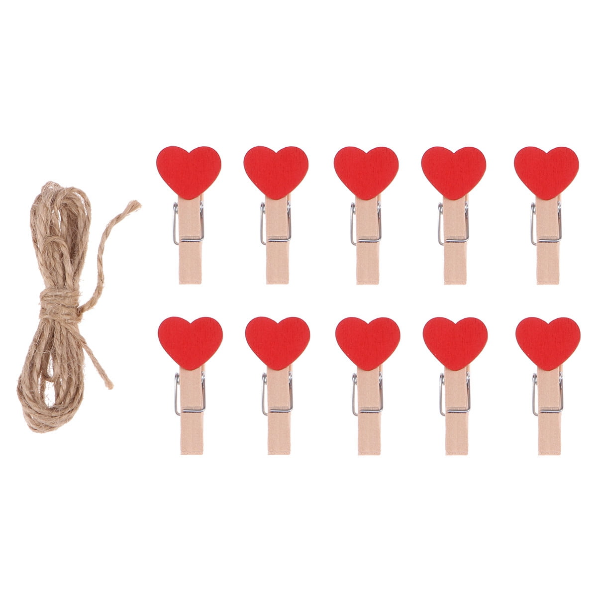 EXHUMKY 50Pcs Love Wood Clips Heart Shaped Small Paper Clip for ...