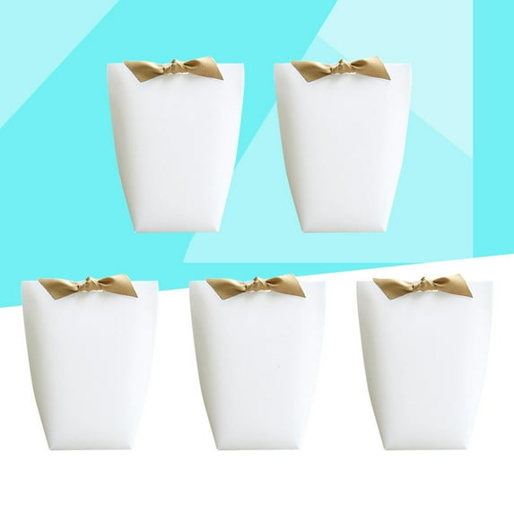 EXHUMKY 5Pcs White Paper Bags with Gold Lettering and Ribbon for ...
