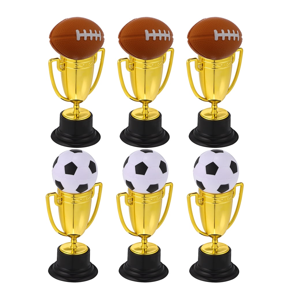 Toyvian 6-Pack Mini Gold Trophy Cups - Plastic Small Trophies with 3 ...