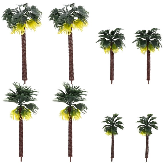 EXHUMKY 8 Pcs Miniature Coconut Tree Plastic Green for Tropical Scenery ...