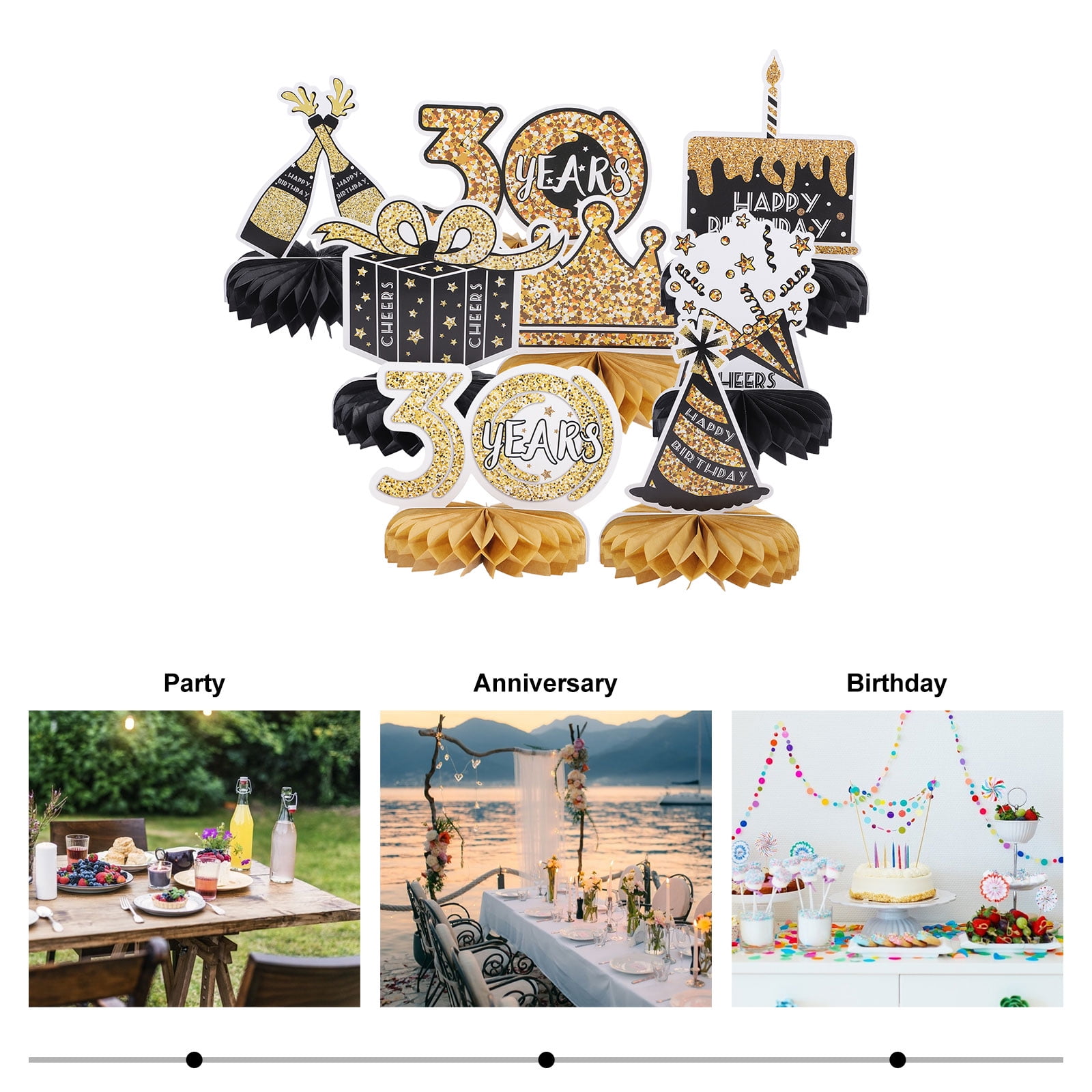 EXHUMKY 8Pcs Birthday Party Centerpieces Golden Honeycomb Table ...