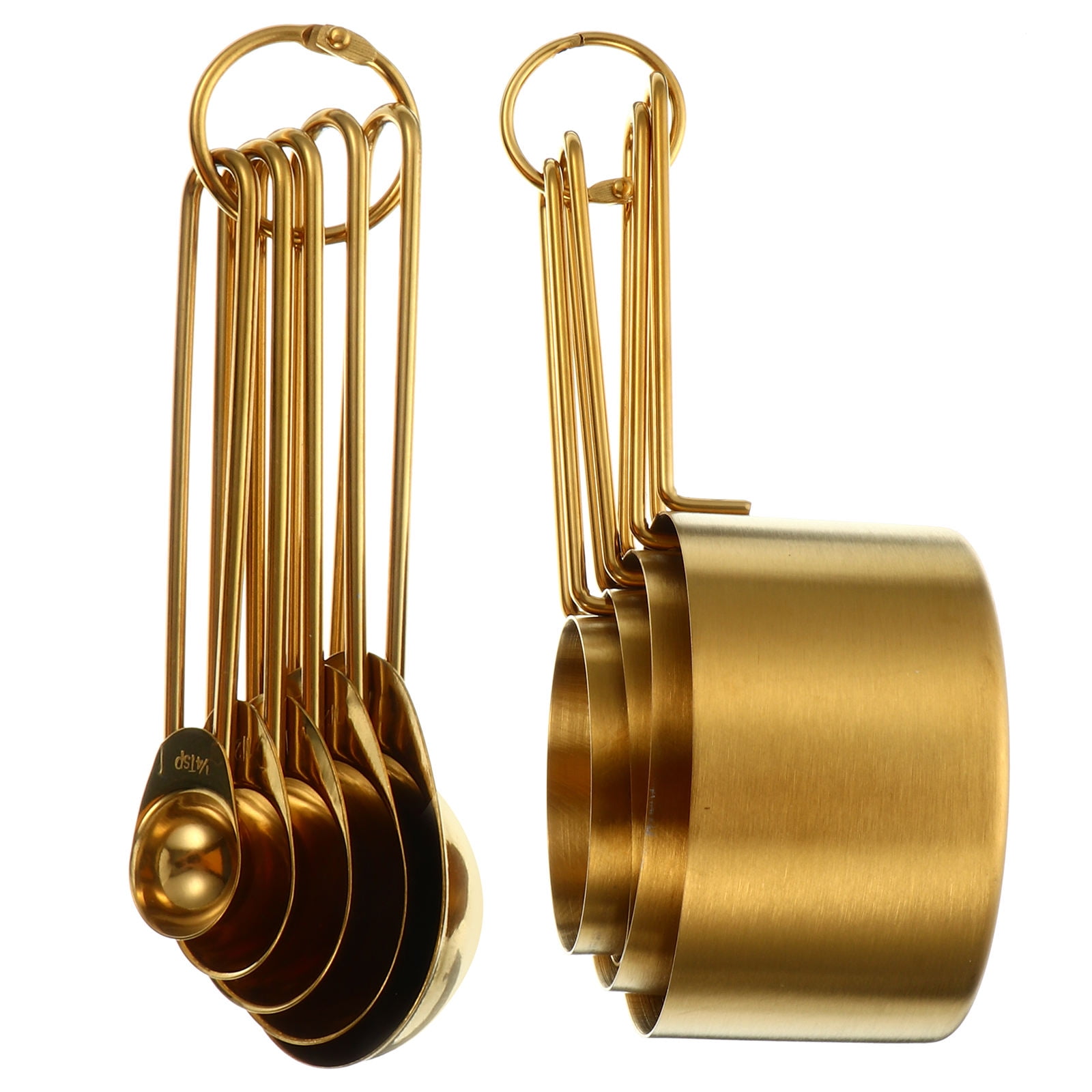 EXHUMKY 9-Piece Kitchen Measuring Set, Golden Stainless Steel Measuring ...