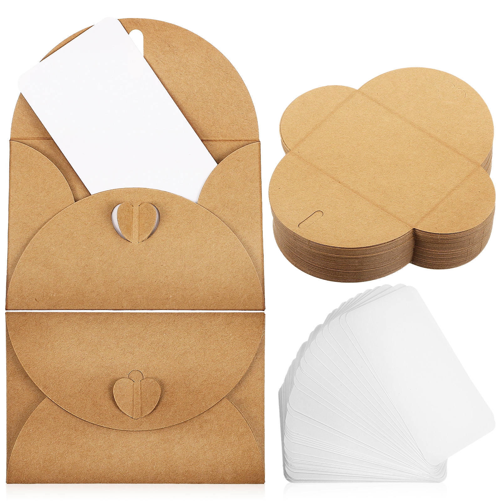 EXHUMKY Blank Cards and Envelopes Set Kraft Paper Light Brown for ...