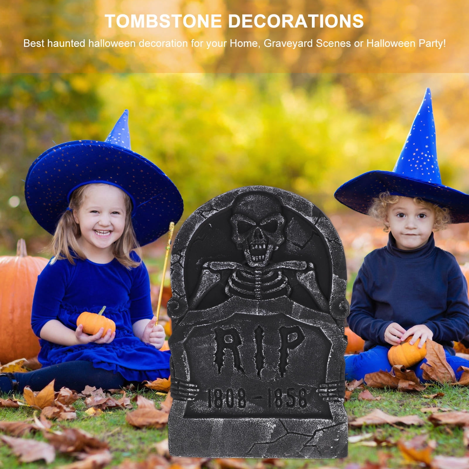 EXHUMKY Cemetery Decorations Grey Foam Tombstone Party Props 1Set ...