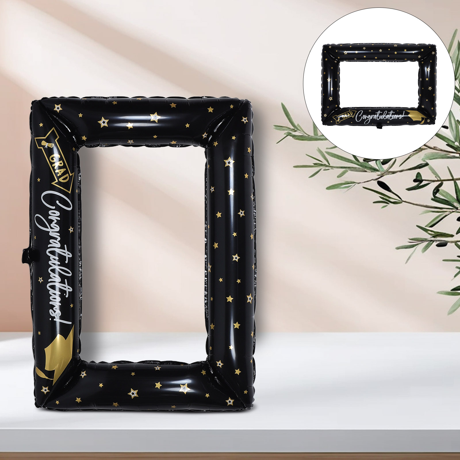 EXHUMKY Creative Inflatable Graduation Photo Frame Black for Party Self ...